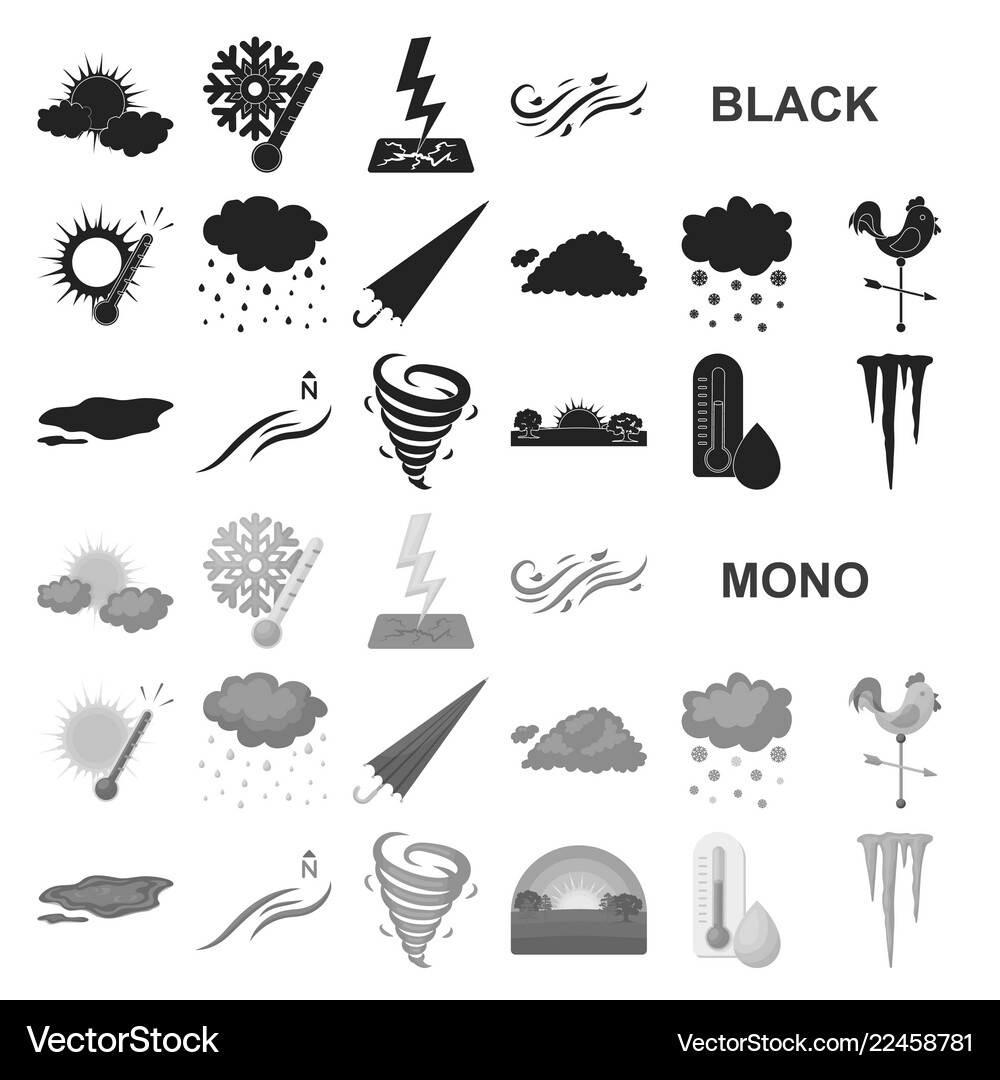 Different weather black icons in set collection Vector Image