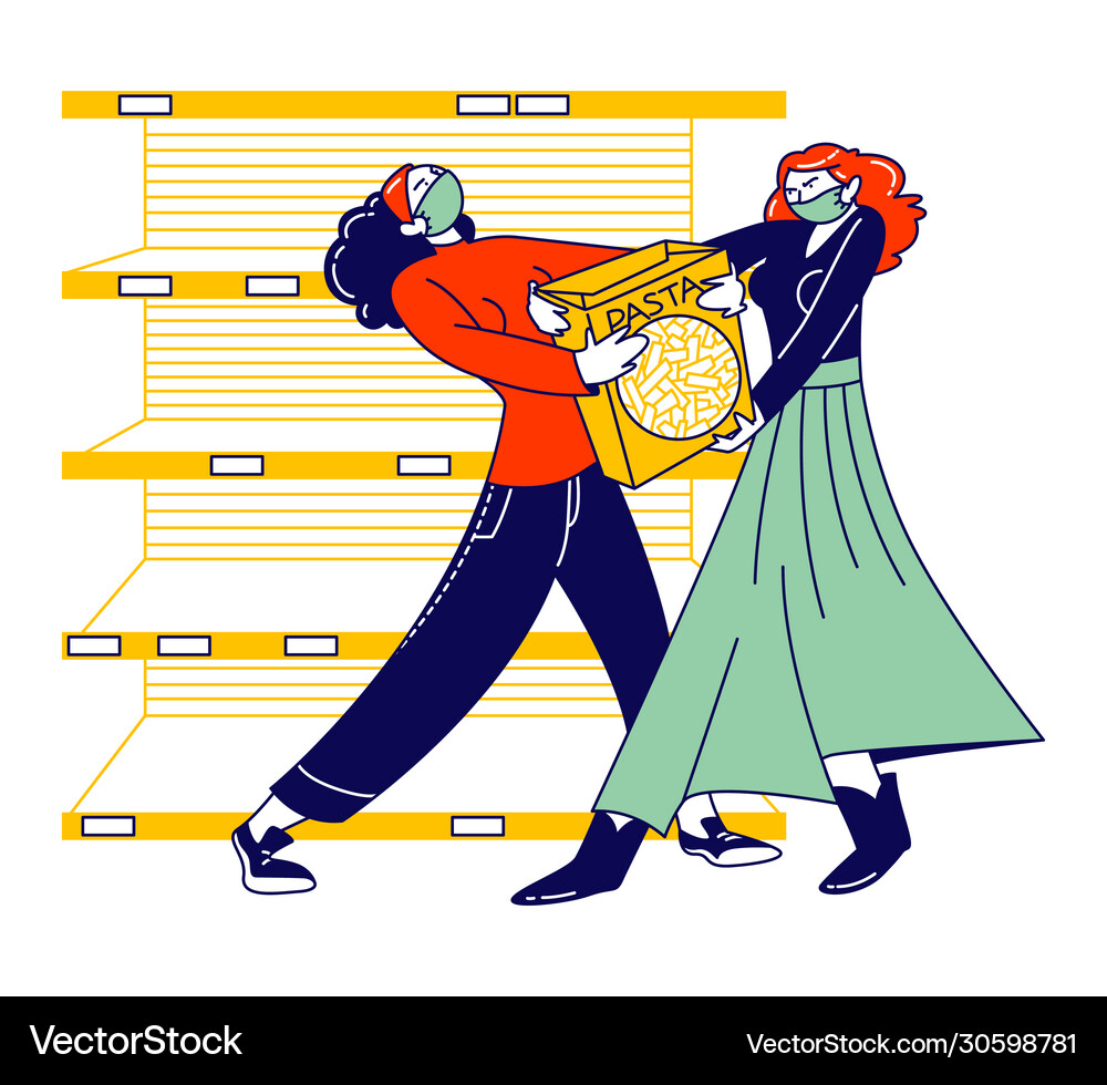 Doomsday panic concept women characters fighting Vector Image