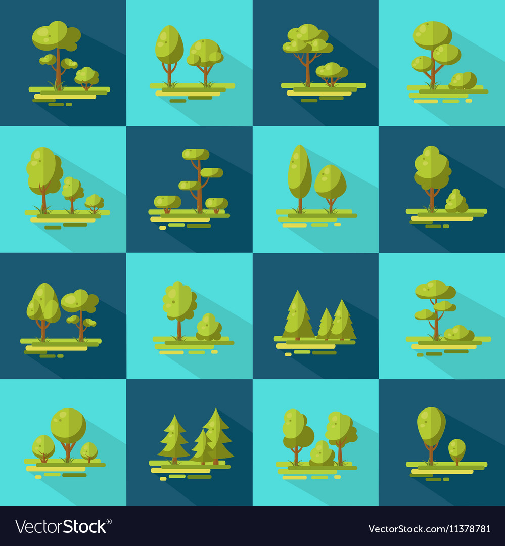 Forest Elements Flat Icons Set Royalty Free Vector Image