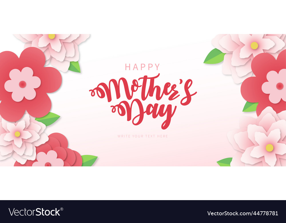 Happy mothers day banner with papercut spring Vector Image