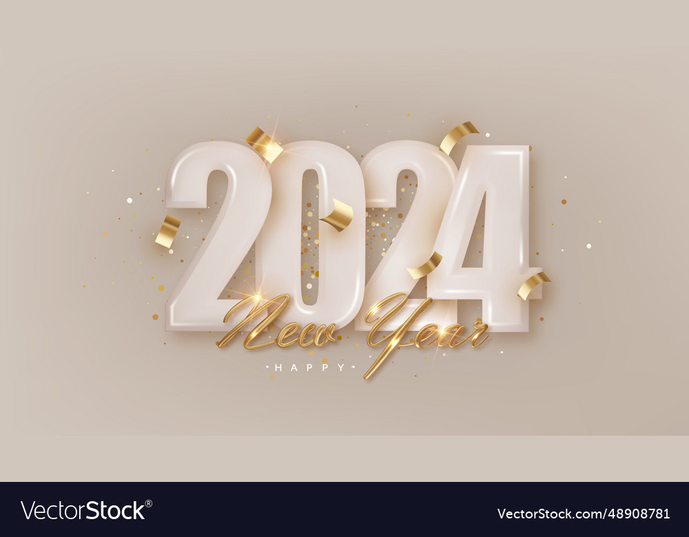 Happy new year 2024 golden 3d realistic Royalty Free Vector