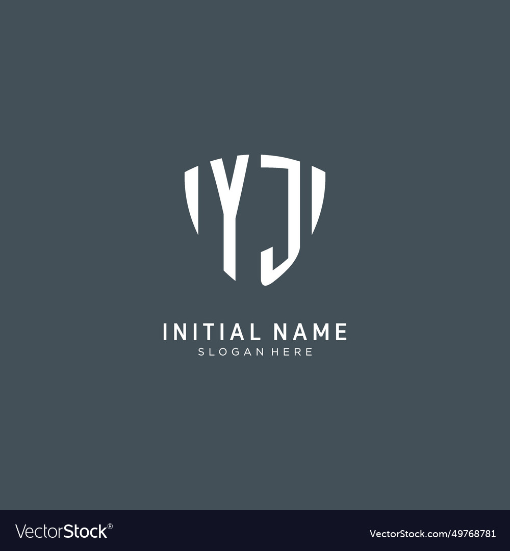 Initials yj logo shield guard shape creative logo Vector Image