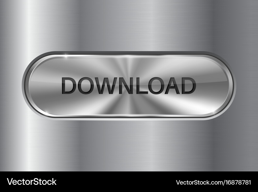 Metal oval button on stainless steel background Vector Image