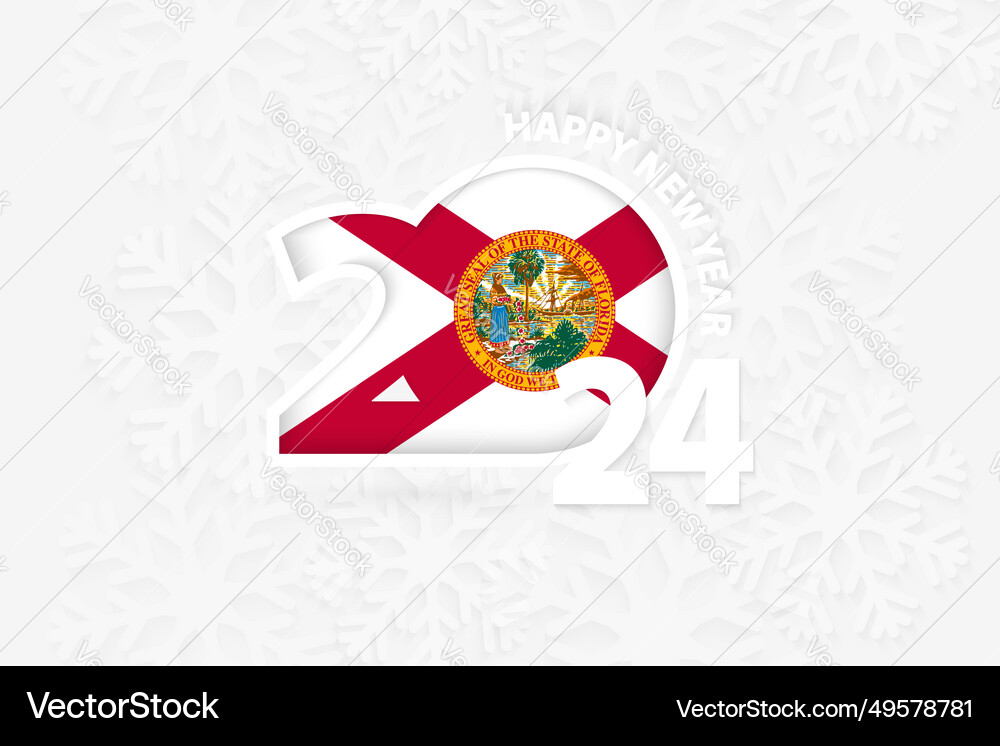 New year 2024 for florida on snowflake background Vector Image
