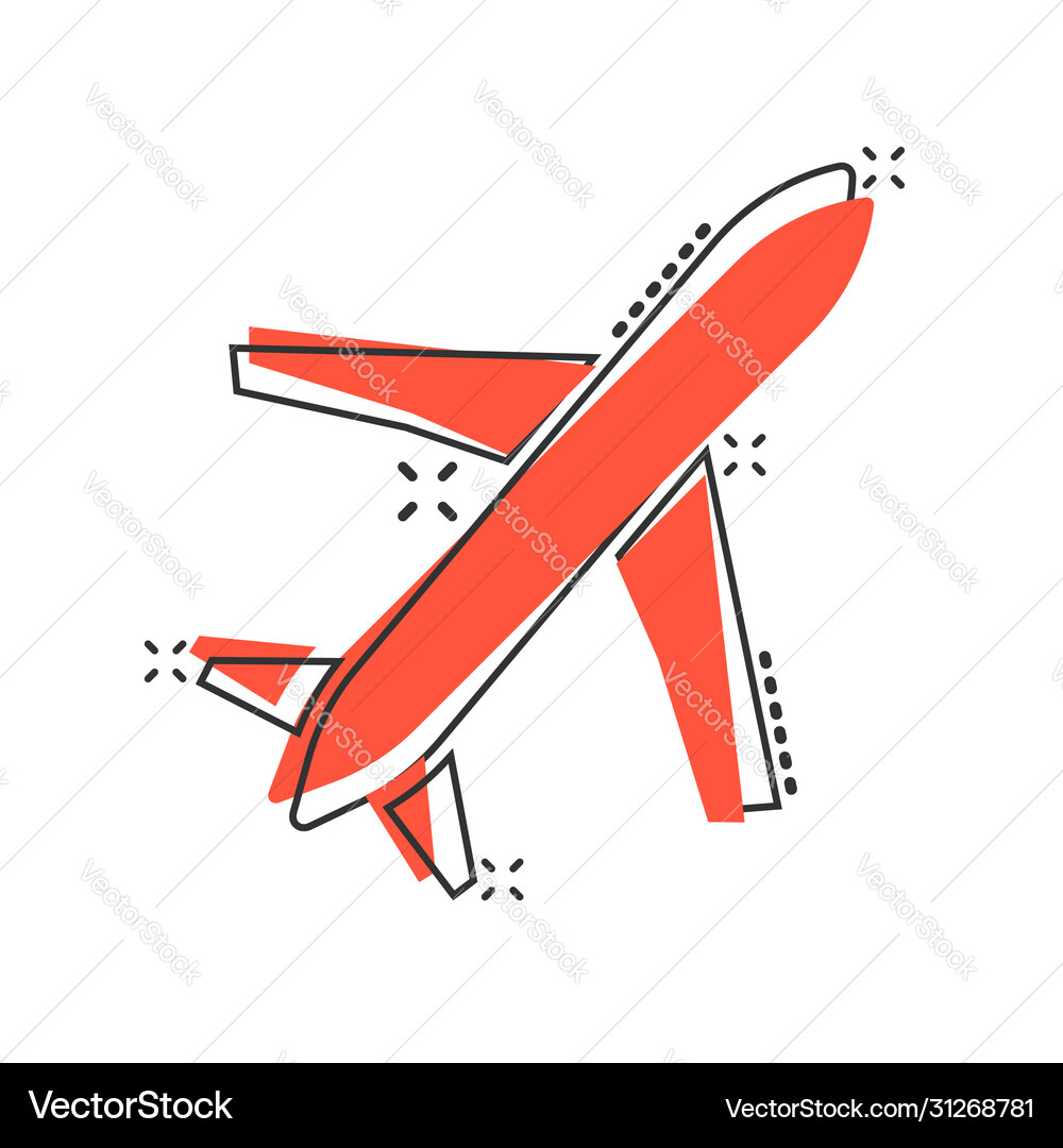Plane icon in comic style airplane cartoon Vector Image