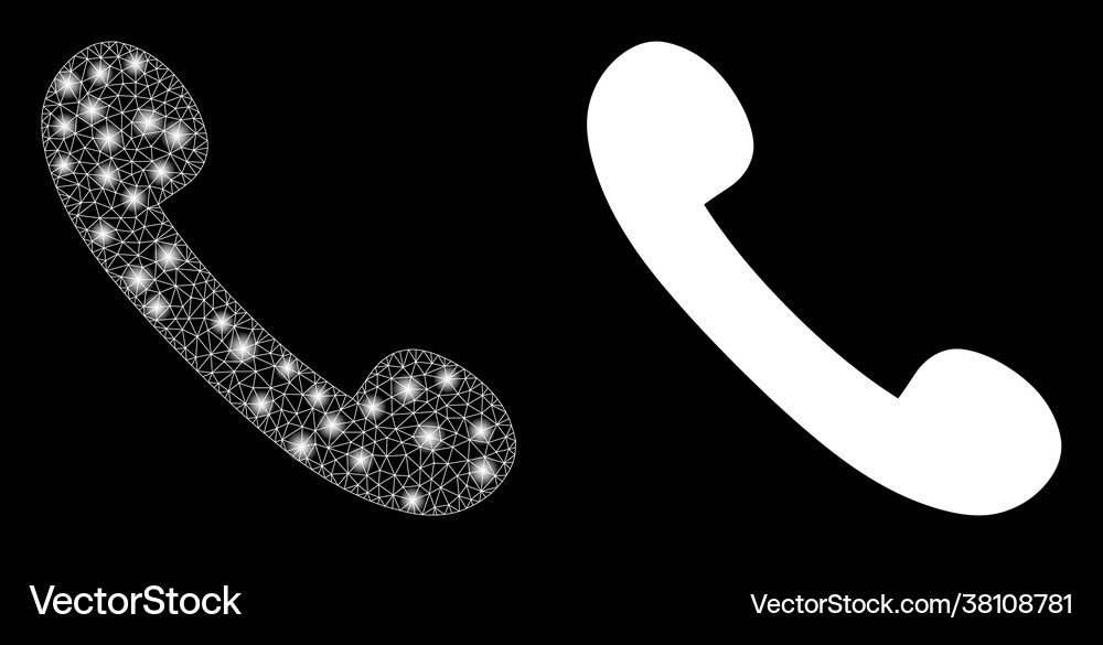 Polygonal carcass mesh phone receiver with glare Vector Image
