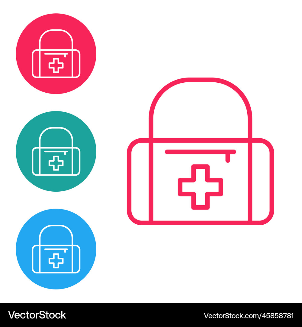 Red line first aid kit icon isolated on white Vector Image