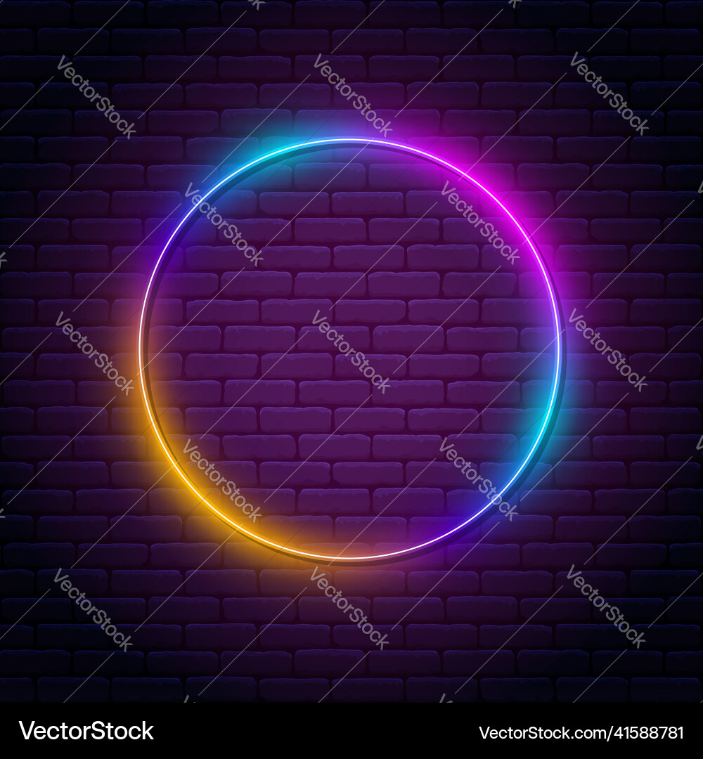 Round neon sign bright neon light illuminated Vector Image