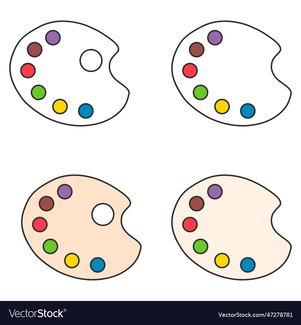 Set of flat art tool palette paints color artist Vector Image