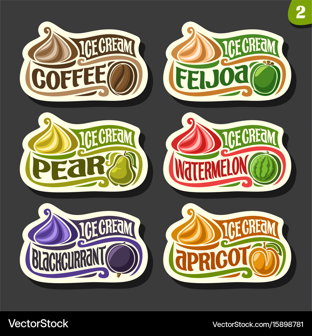 Set of fruit ice cream labels Royalty Free Vector Image