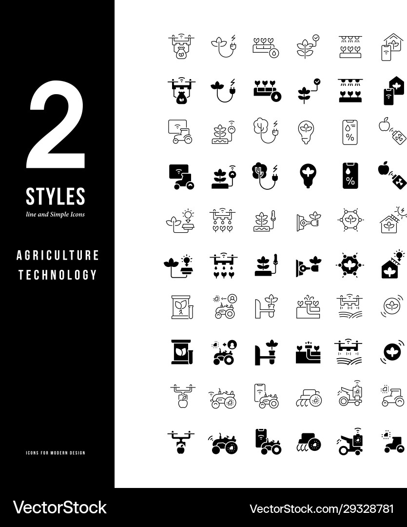 Simple line icons agriculture technology Vector Image
