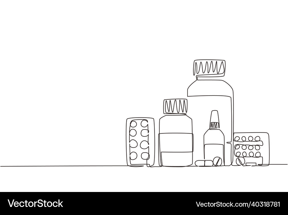 Single one line drawing medical concept cold flu Vector Image