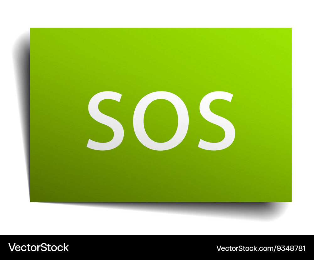 Sos square paper sign isolated on white Royalty Free Vector