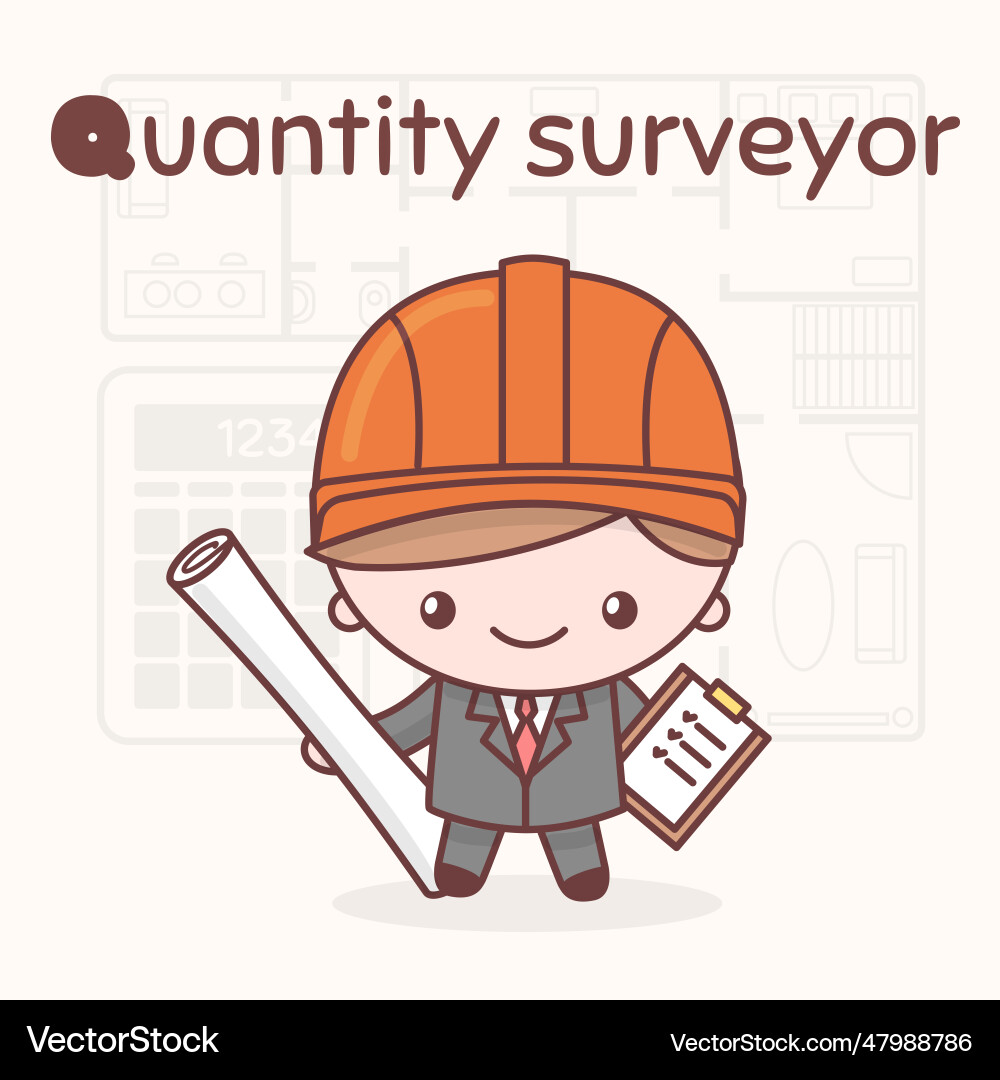 Cute chibi kawaii characters alphabet professions Vector Image