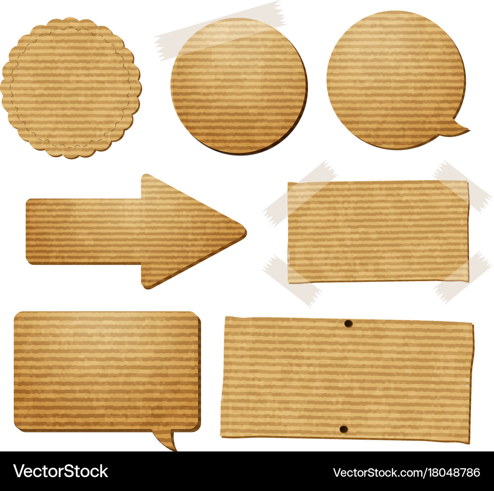 Different design of labels with cardboard texture Vector Image