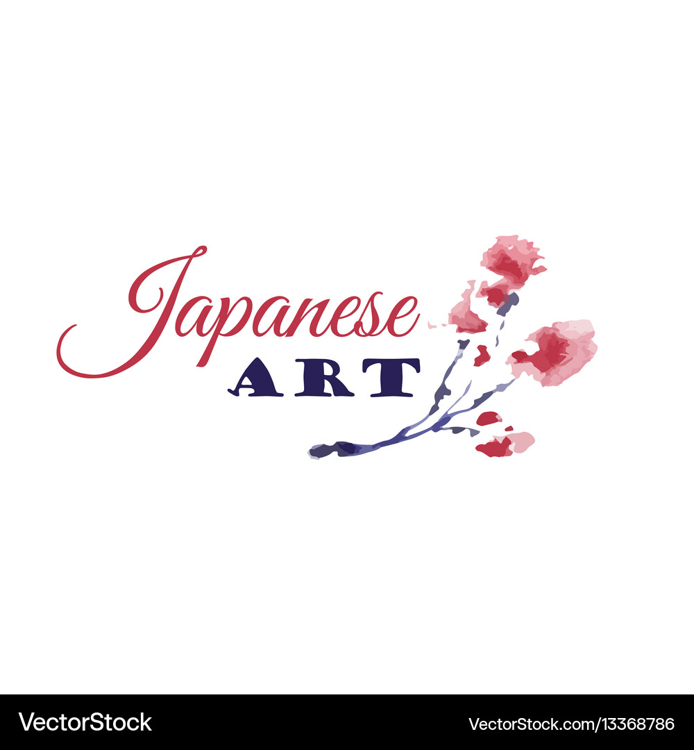 Japanese logo template with blossoming sakura Vector Image