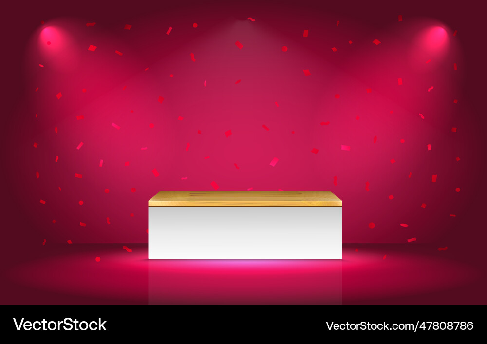 Modern white with wood cap podium abstract Vector Image
