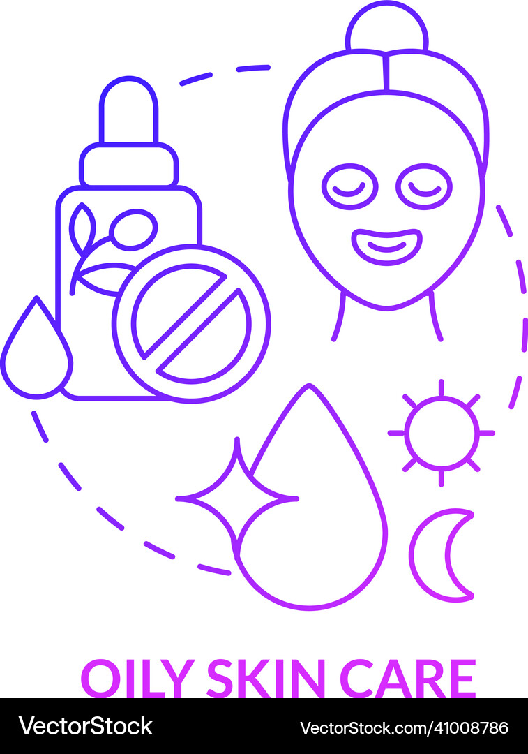 Oily skin care purple gradient concept icon Vector Image