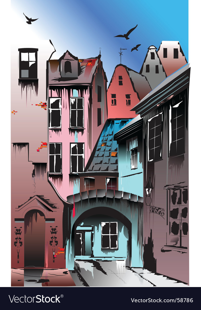 Old town Royalty Free Vector Image - VectorStock