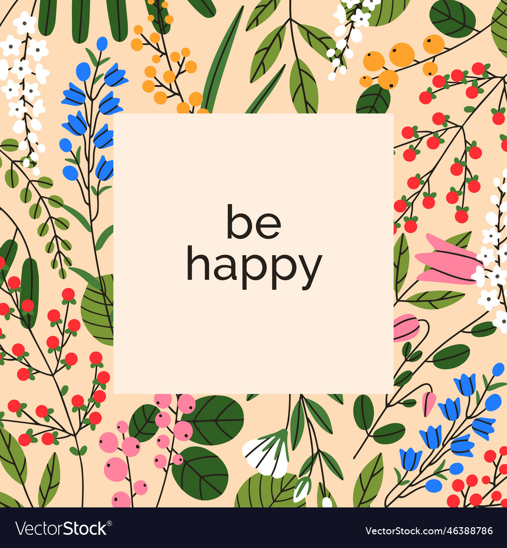 Spring flowers frame card background with blooms Vector Image