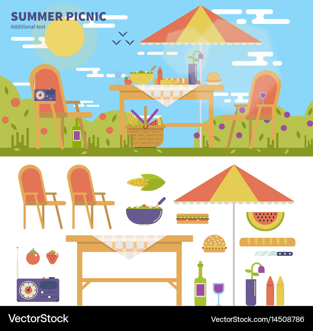 Summer picnic in the garden Royalty Free Vector Image
