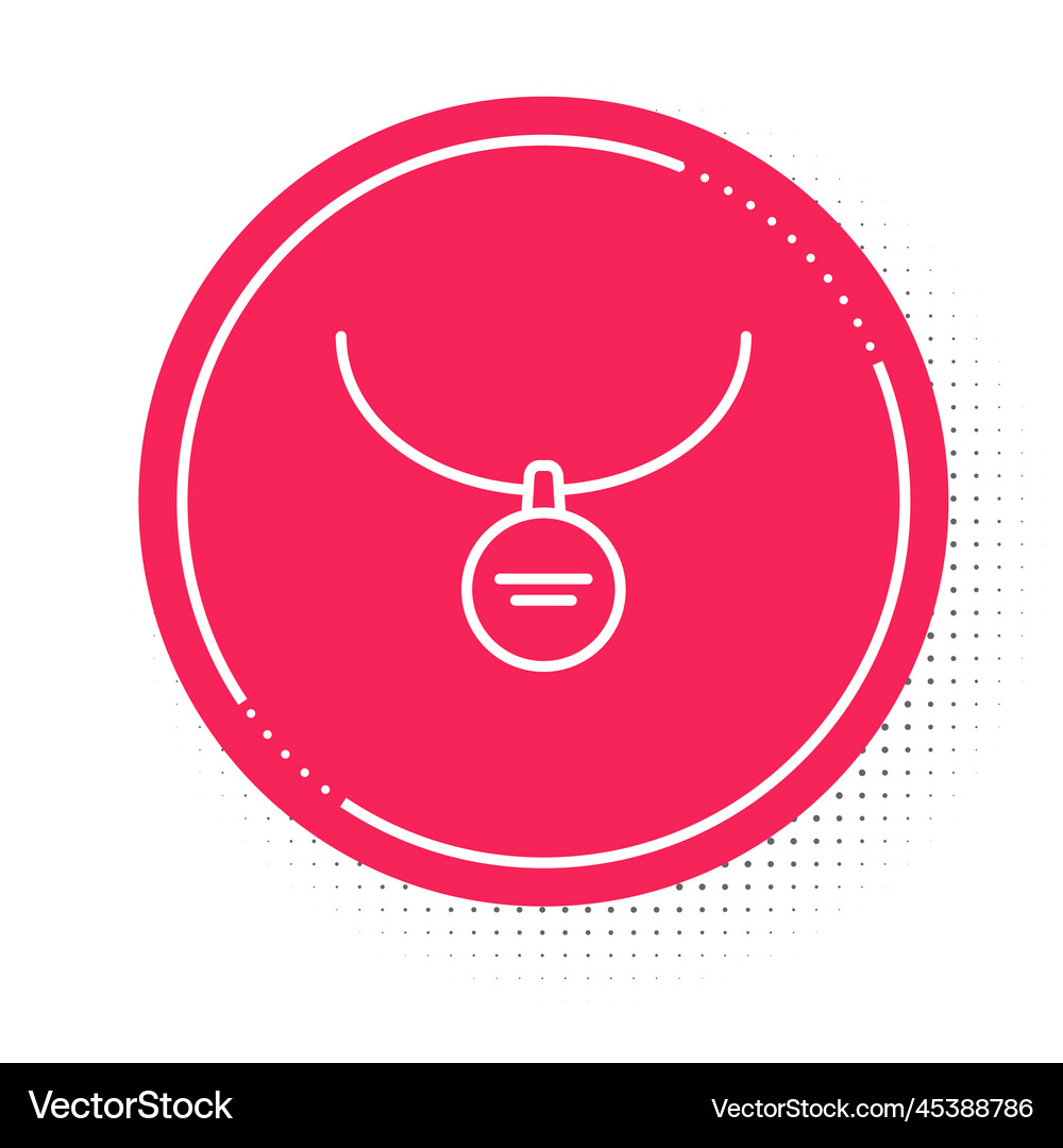 White line locket on necklace icon isolated Vector Image