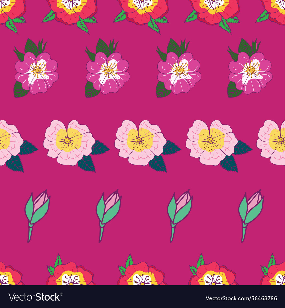 Wild roses repeat pattern design-07 Royalty Free Vector