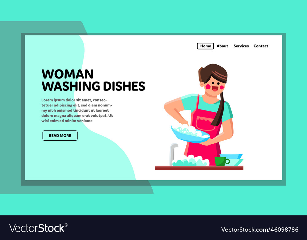 Woman Washing Dishes Royalty Free Vector Image