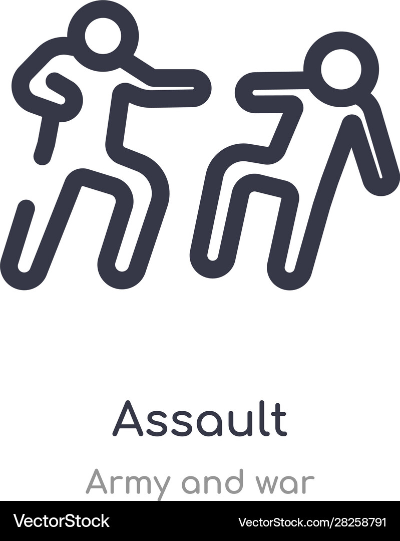 Assault outline icon isolated line from army Vector Image