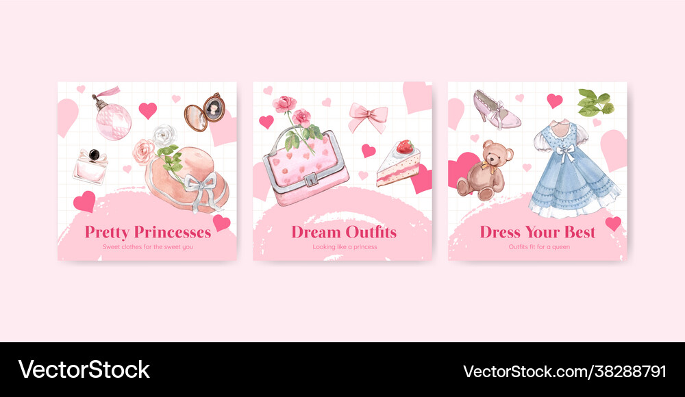 Banner template with princess outfit concept Vector Image