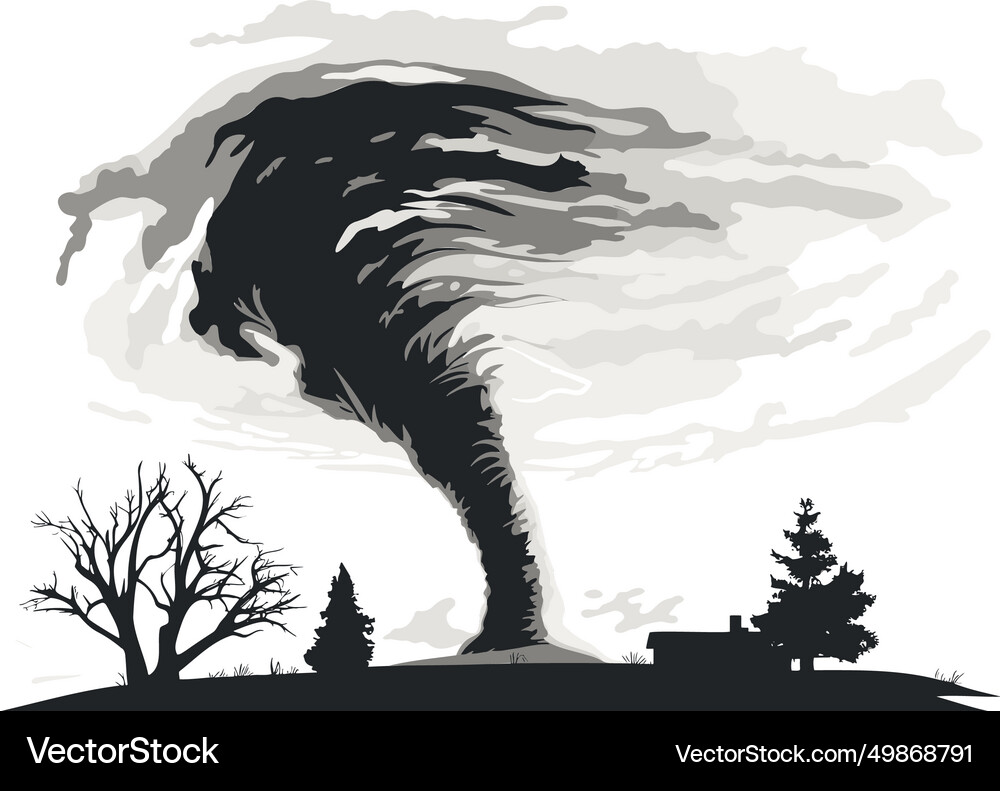 Black and white tornado Royalty Free Vector Image