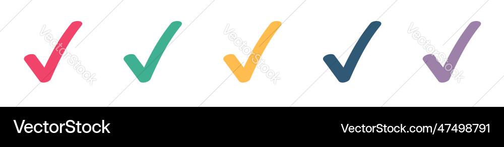 Check mark tick icon blue green yellow red Vector Image