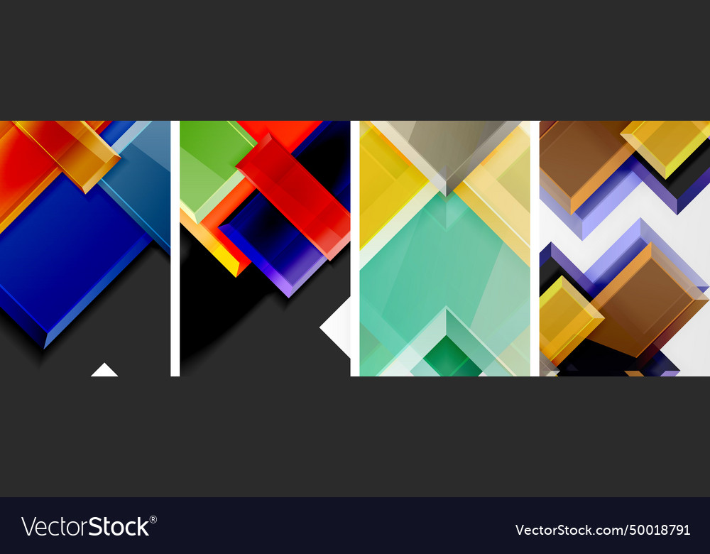 Color glass glossy square composition poster set Vector Image