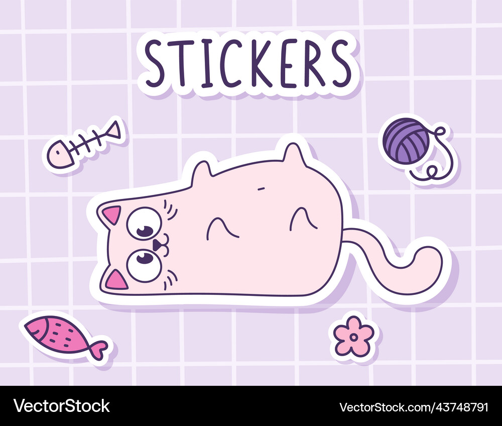 Cute cartoon funny cat lying on his back Vector Image