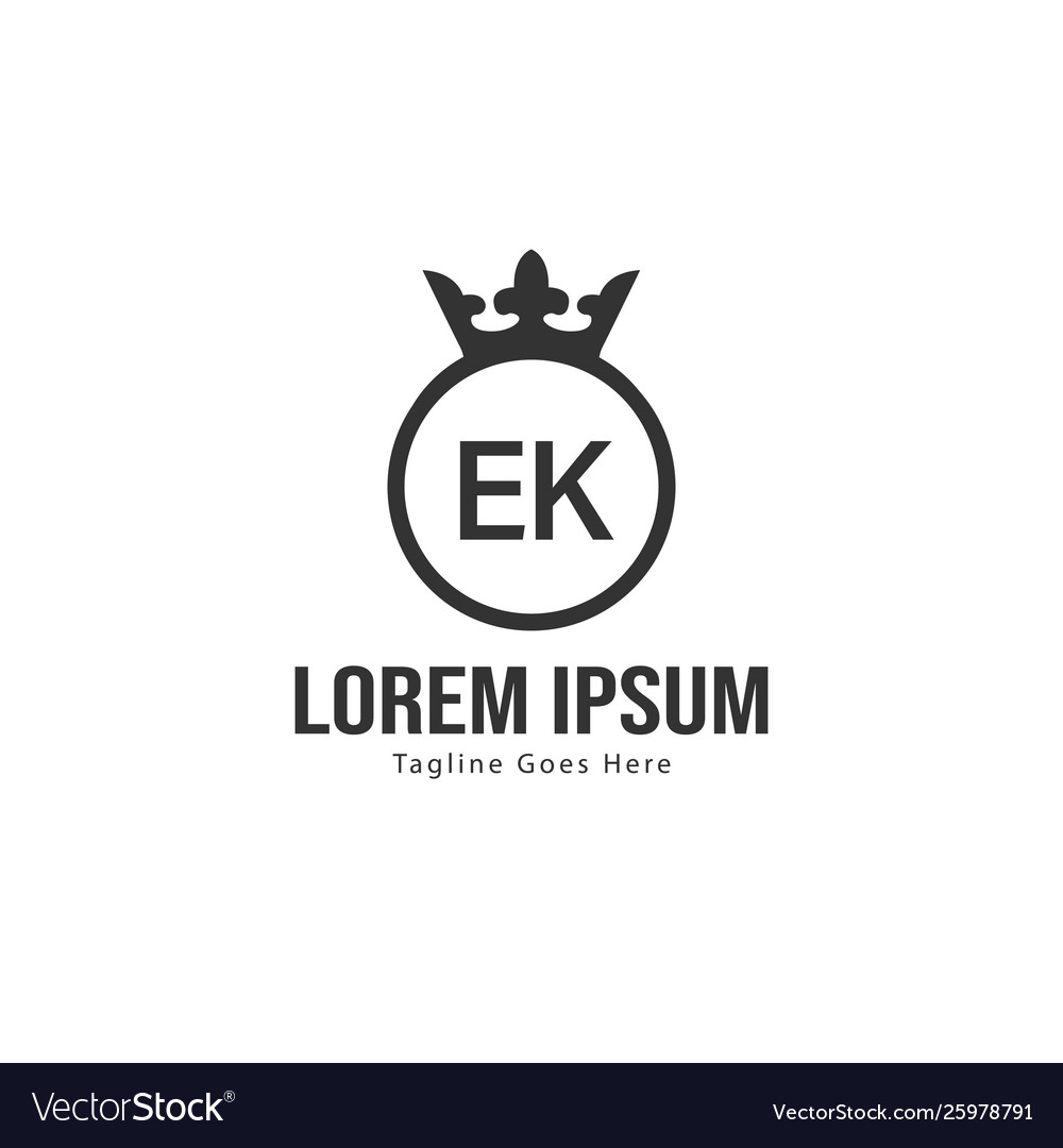 Initial ek logo template with modern frame Vector Image