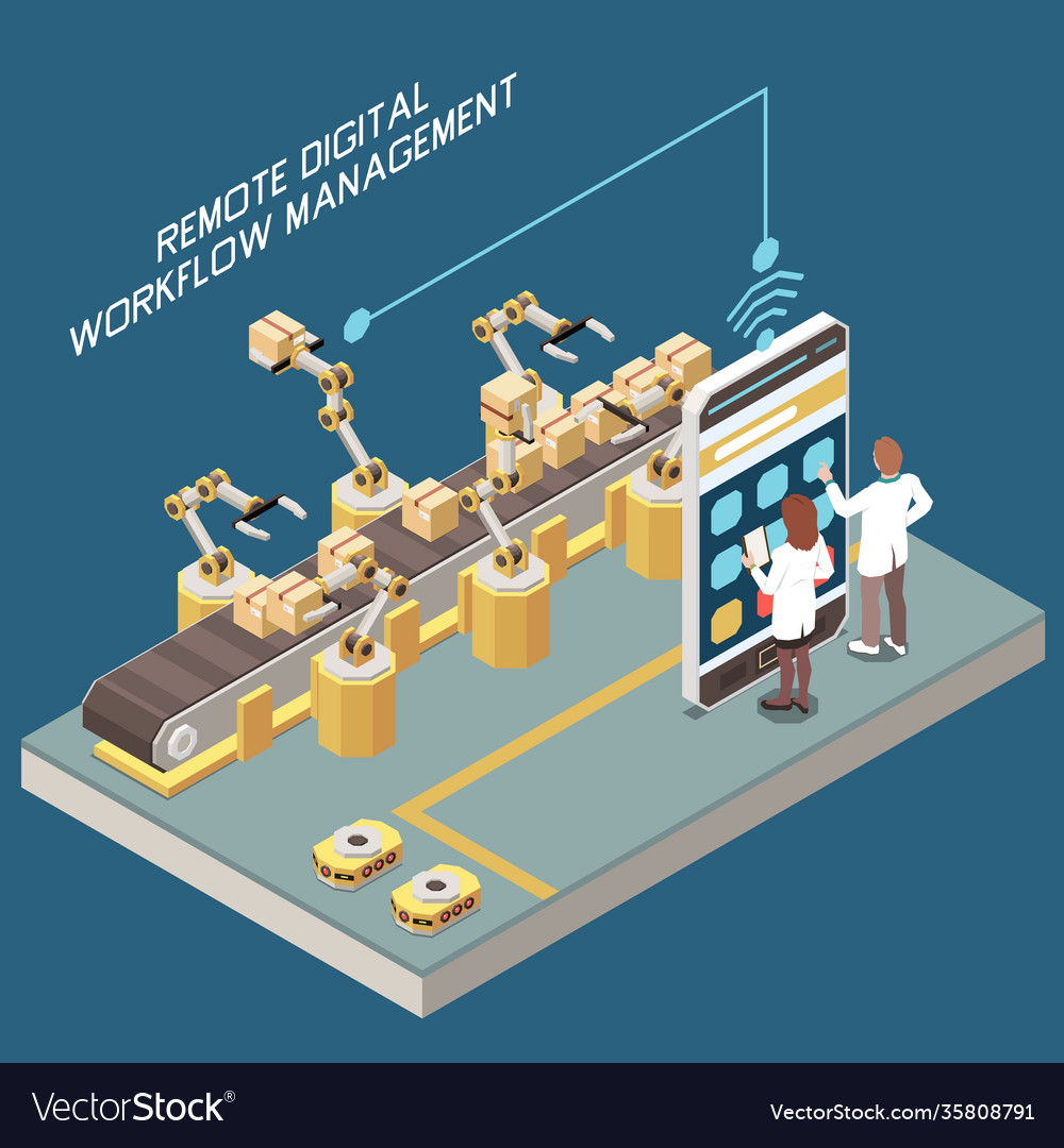 Isometric digitization concept Royalty Free Vector Image