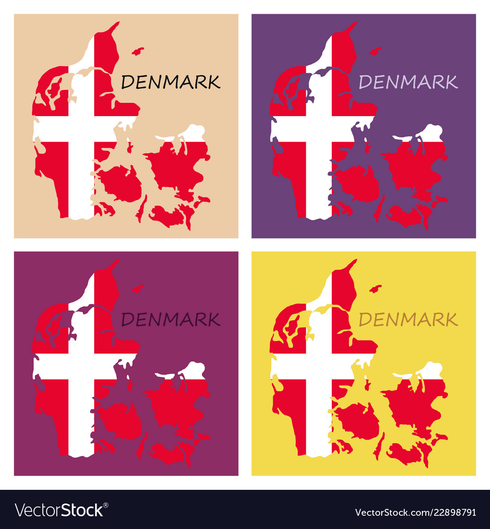 Map of denmark filled with flag the state Vector Image