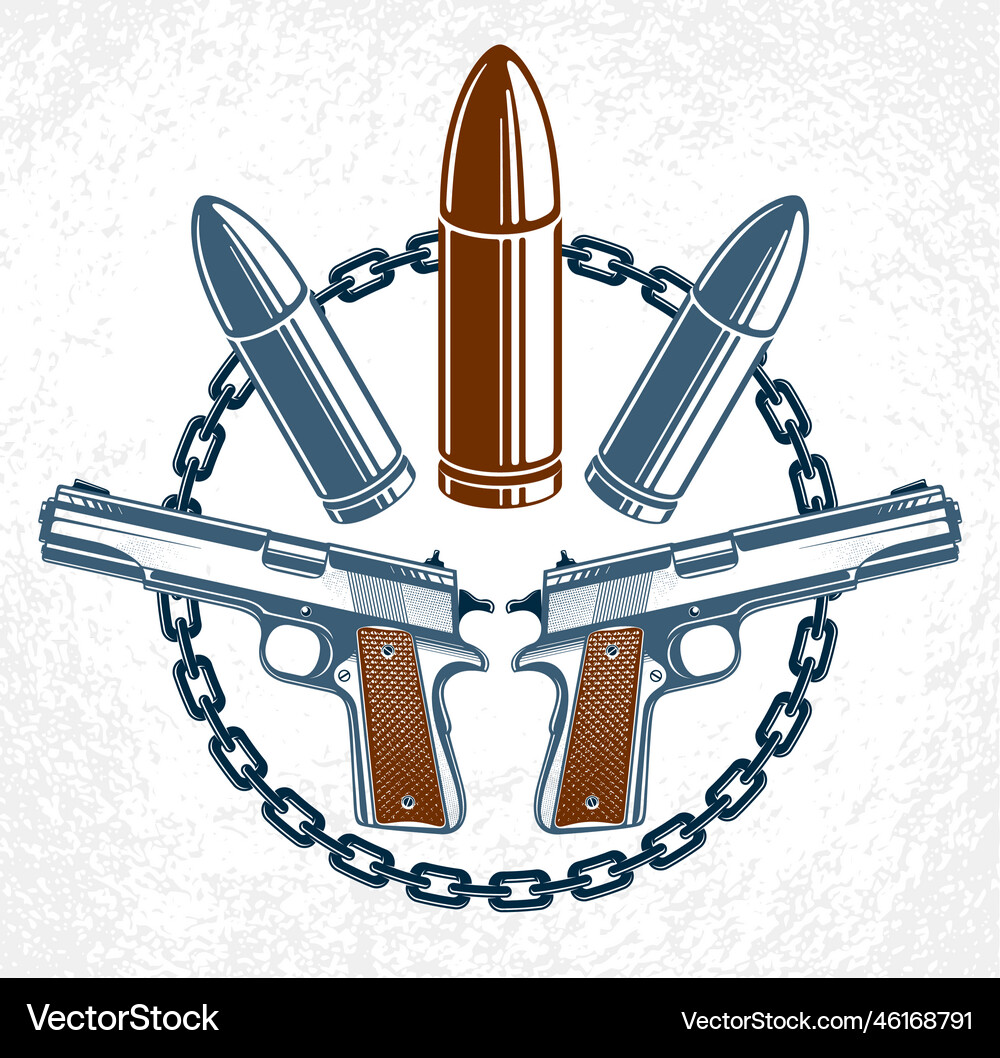 Revolution and war emblem with bullets guns Vector Image