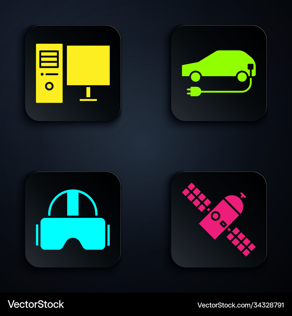 Set satellite computer monitor virtual reality Vector Image