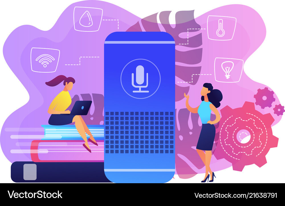 Smart home hub and home assistant concept Vector Image