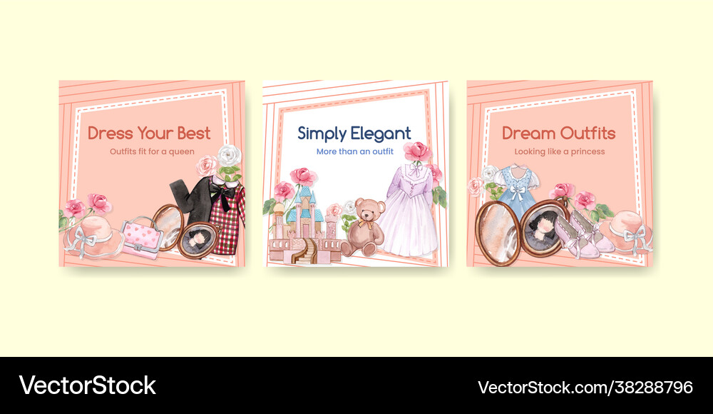 Banner template with princess outfit concept Vector Image
