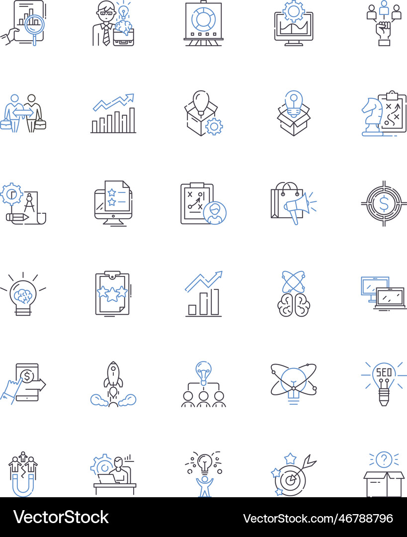 Blueprint line icons collection plan design Vector Image