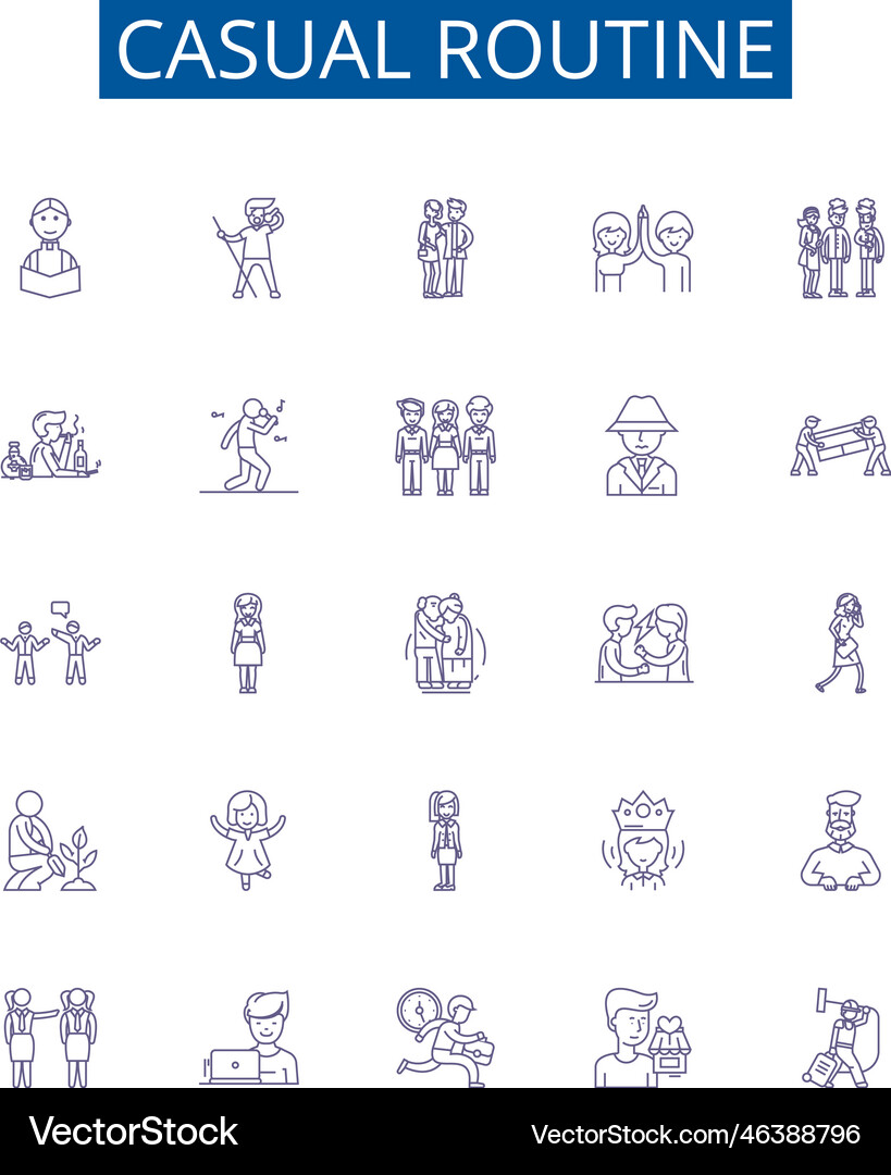 Casual routine line icons signs set design Vector Image