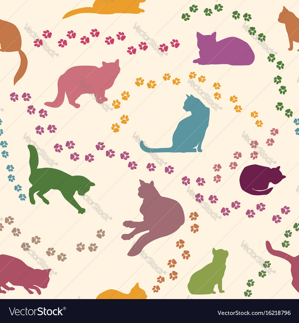 Cat seamless pattern pets background kitten Vector Image