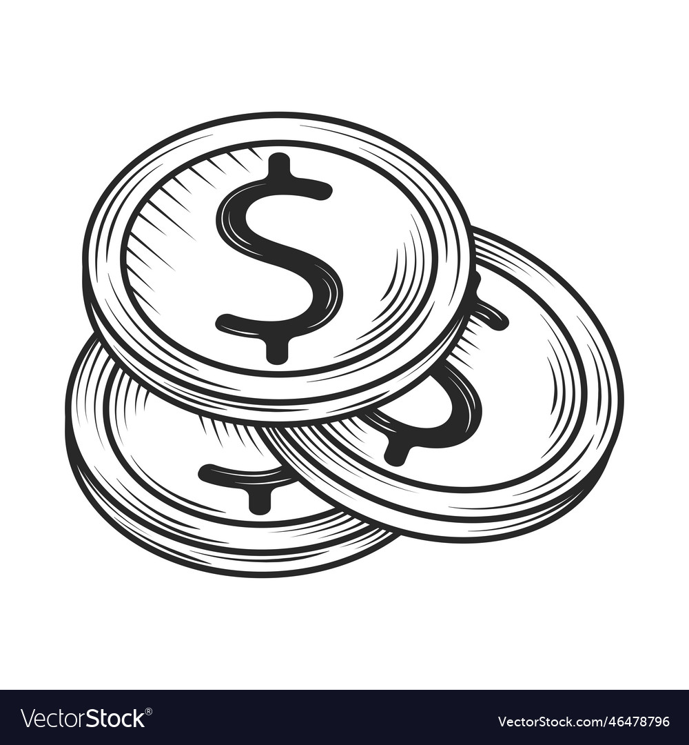 Coins money finance and savings Royalty Free Vector Image