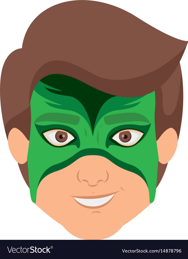 Colorful silhouette with boy superhero with mask Vector Image