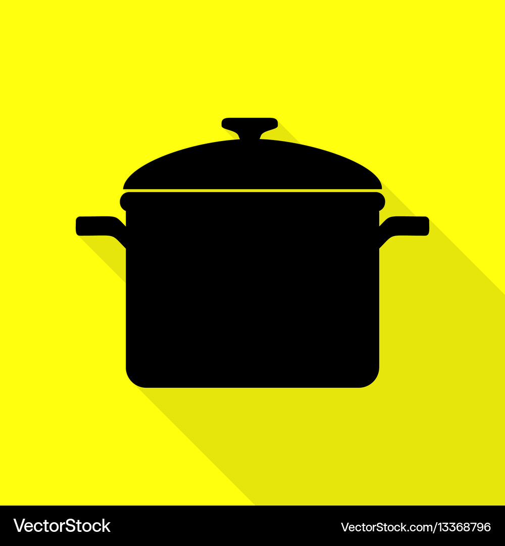 Cooking pan sign black icon with flat style Vector Image