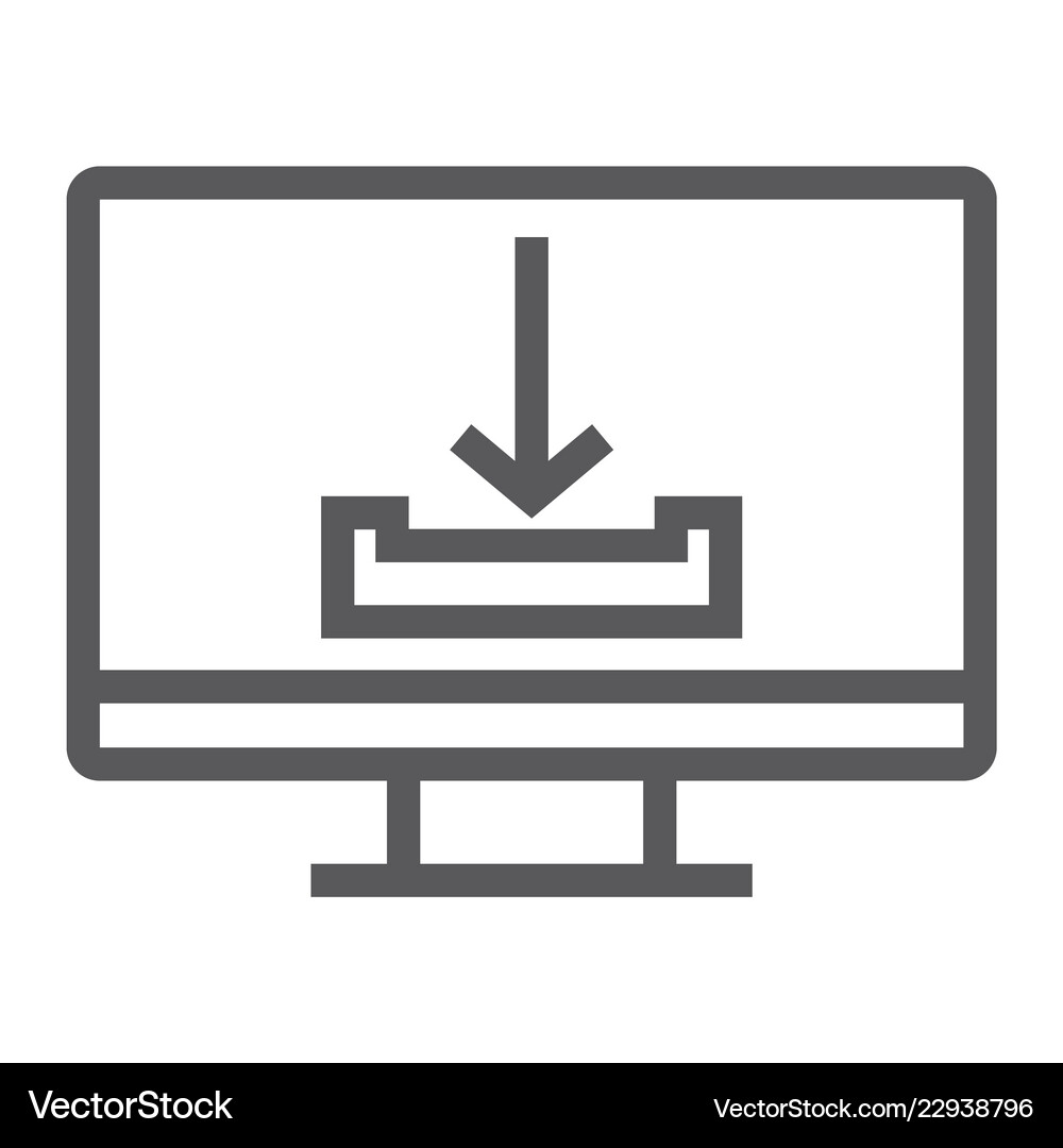 Download line icon computer and downloading Vector Image