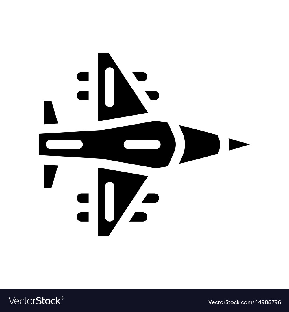Fighter Jet Airplane Aircraft Glyph Icon Vector Image