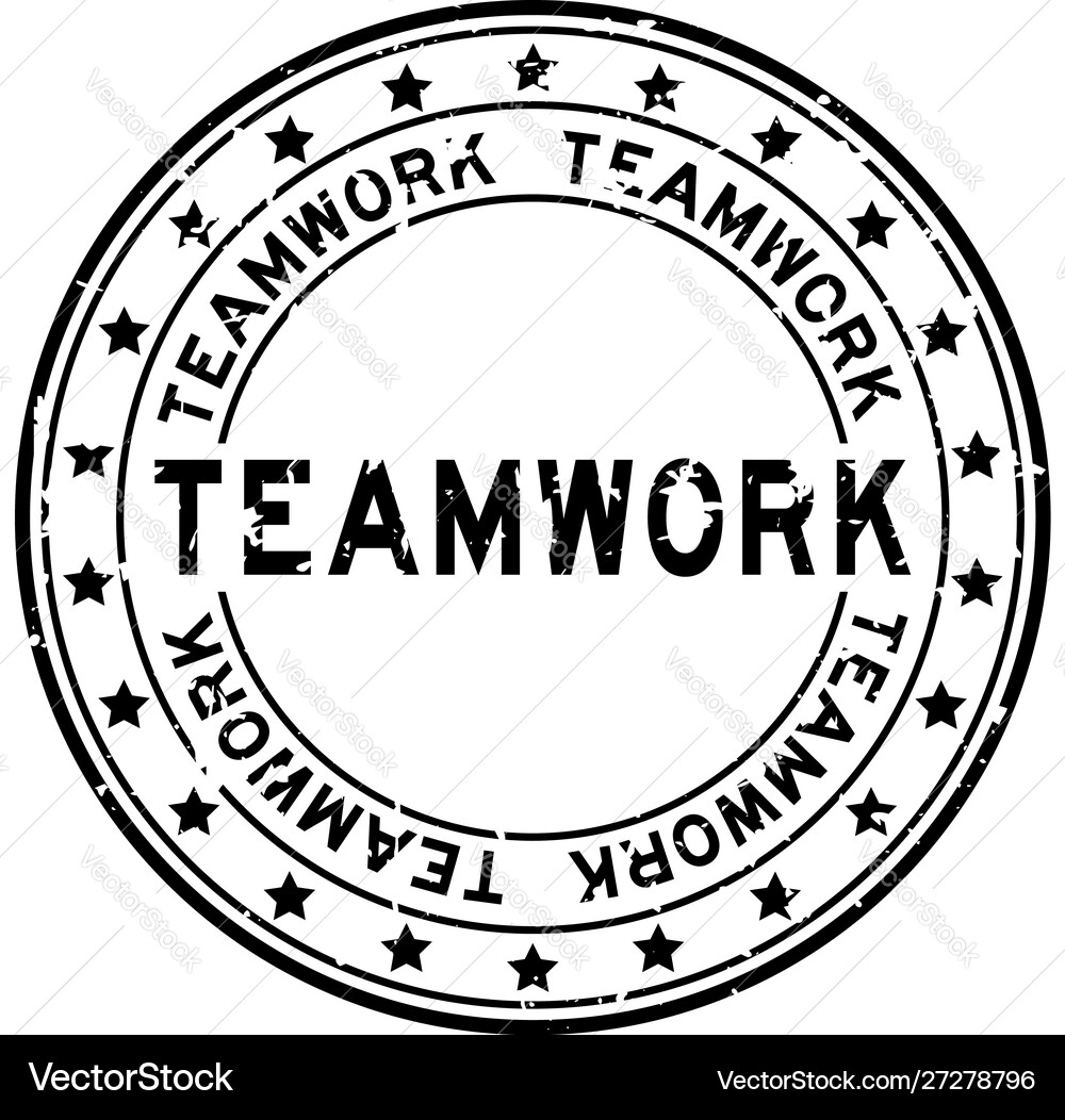 Grunge black teamwork word round rubber seal Vector Image